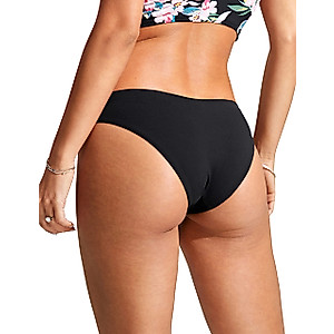 CRZ YOGA Womens Bikini Bottom Low Waisted Bathing Swimsuit Shorts Cheeky Swim Briefs Black X-Small
