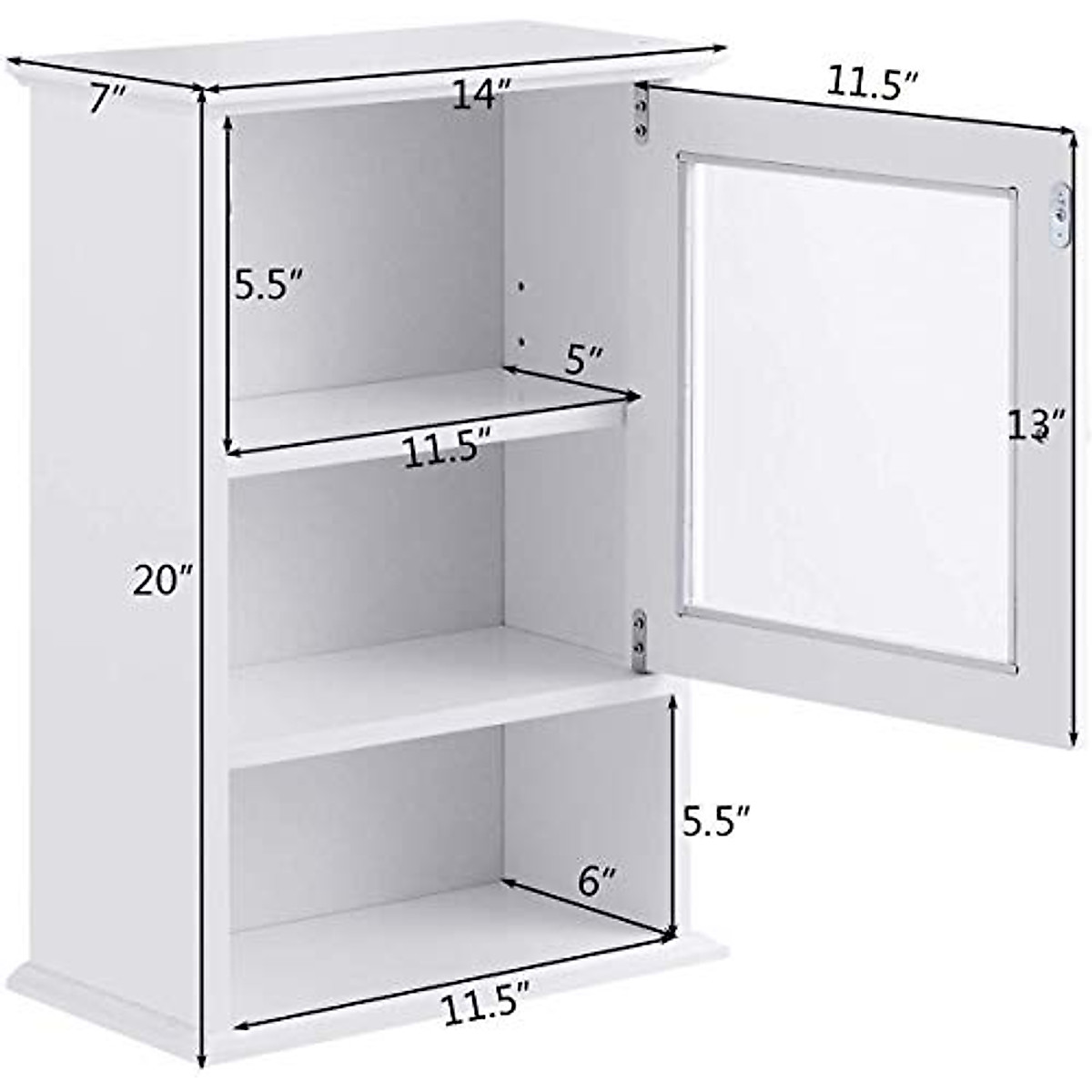 Casart Bathroom Wall Cabinet with Door, Hanging Storage Organizer with Open Shelf, Wall Mounted Medicine Cabinet