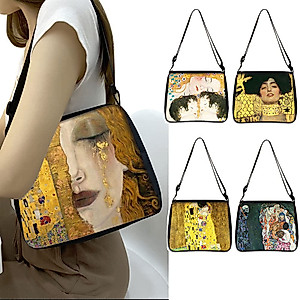 FDCSYP Canvas Handbag - Klimt Oil Painting Golden Tears Handbag Ladies Canvas Tote Bag Messenger Bag Casual Shoulder