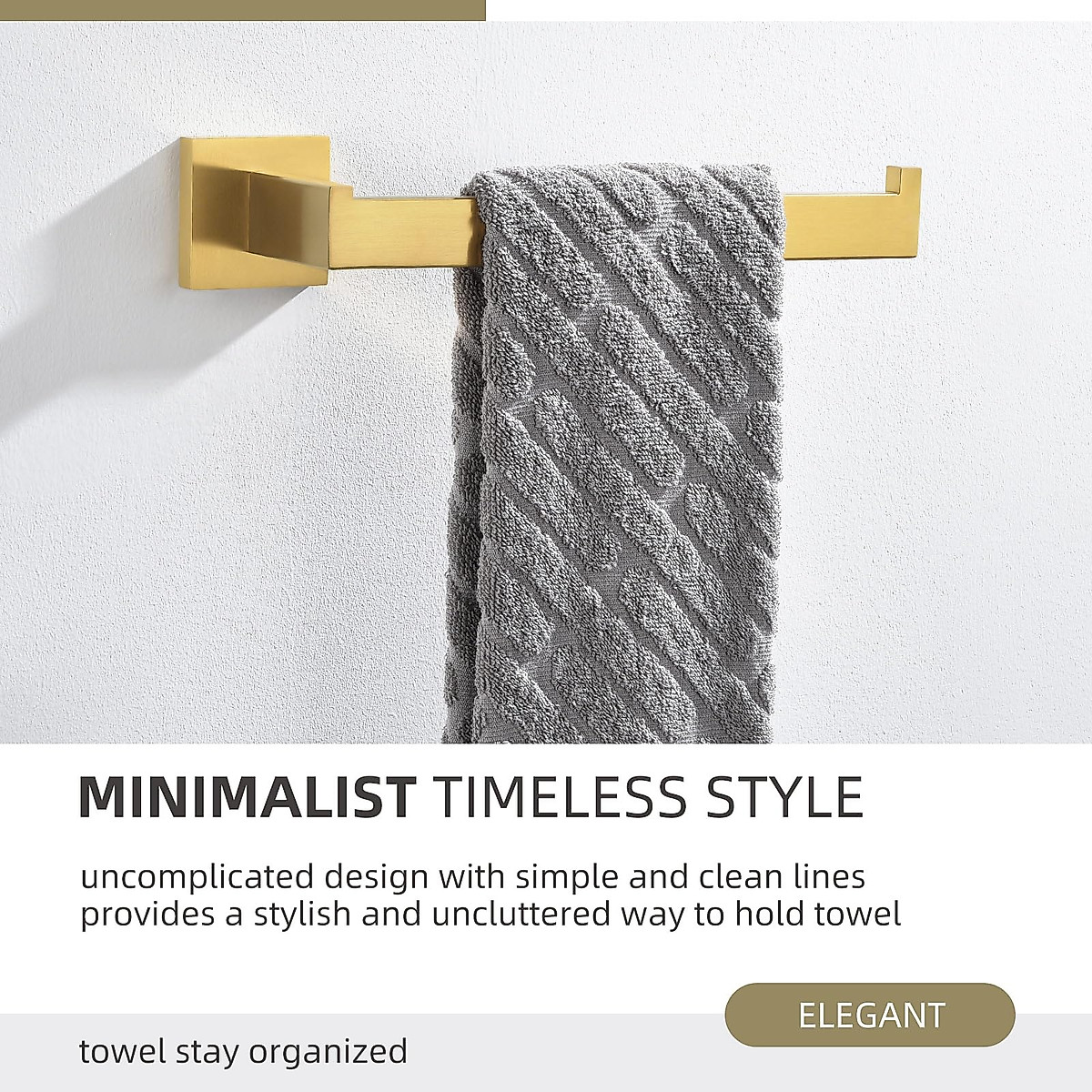 Angle Simple Hand Towel Holder, SUS 304 Stainless Steel Bathroom Towel Hanger Rack for Wall, Brushed Gold, 10.24 Inches