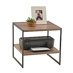 ClosetMaid 1314 2-Tier Square Wood Side Table with Storage Shelf, Gray
