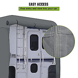 VEVOR RV Cover, 10'-12' Travel Trailer RV Cover, Windproof RV & Trailer Cover, Extra-Thick 4 Layers Durable Camper Cover, Waterproof Ripstop Anti-UV for RV Motorhome with Adhesive Patch & Storage Bag