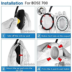 Geekria QuickFit Replacement Ear Pads for Bose 700, NC700, NCH700 Headphones Ear Cushions, Headset Earpads, Ear Cups Repair Parts (White)