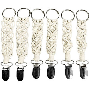 6 Pcs Hat Strap Clips for Travel, Hat Clip for Travel Handbag Backpack Luggage, Woven Fabric Hat Clips for Women, Kids, Adults, Outdoor Travel Accessory Chains