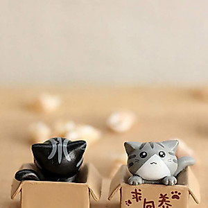 N/ hfjeigbeujfg Miniature Fairy Garden Lovely Box Cartoon Cat Miniature Landscape Decor Bonsai Resin Crafts Ornament - Black