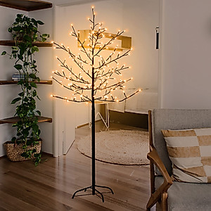 200 LED Cherry Blossom Tree Light 6 FT Lighted Up Tree Artificial Tree 8 Lighting Modes Waterproof for Indoor Home Spring Decoration (White)