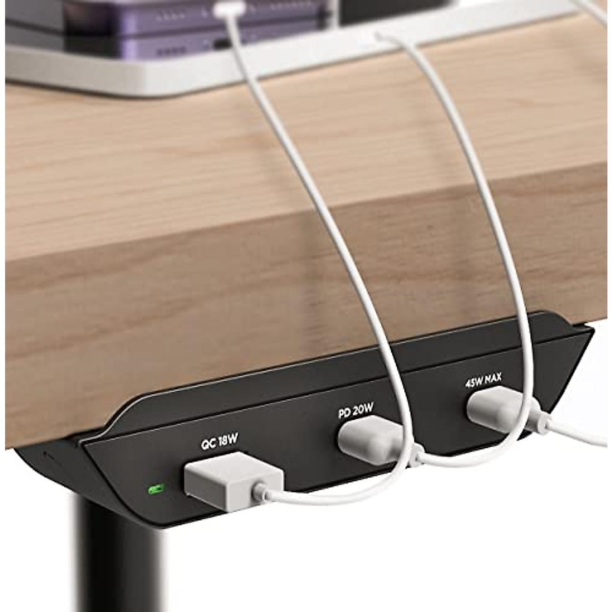 Galvanox USB C Under Desk Charging Hub, Mountable Desktop Power Strip Charger (50W) PD High-Speed Undermount Multi Port Station (2 Type C / 1 Type A)(Apple/Android Phones, Tablets/iPads and MacBooks)