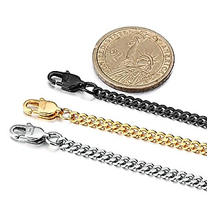Jstyle 3.5mm Cuban Link Chain Necklace for Mens Boys Women Black Silver Gold Tone Chains for Men 3 Pcs 20 inch Chain
