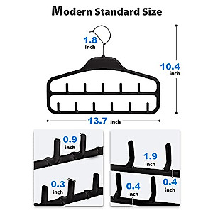 SMARTAKE 2 Pack Belt Hanger, 360 Degree Rotating Tie Rack with Hooks, Non-Slip Durable Hanging Closet Organizer Accessories Holder for Leather Belt, Bow Tie, Scarves and more, Black