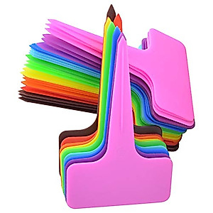 HOVEOX 200 PCS 10 Color Plastic Plant Tags, T-Type Markers Nursery Garden Labels Stakes for Gardening Green House Humidity Dome Orchard Botanical Garden Assorted Color