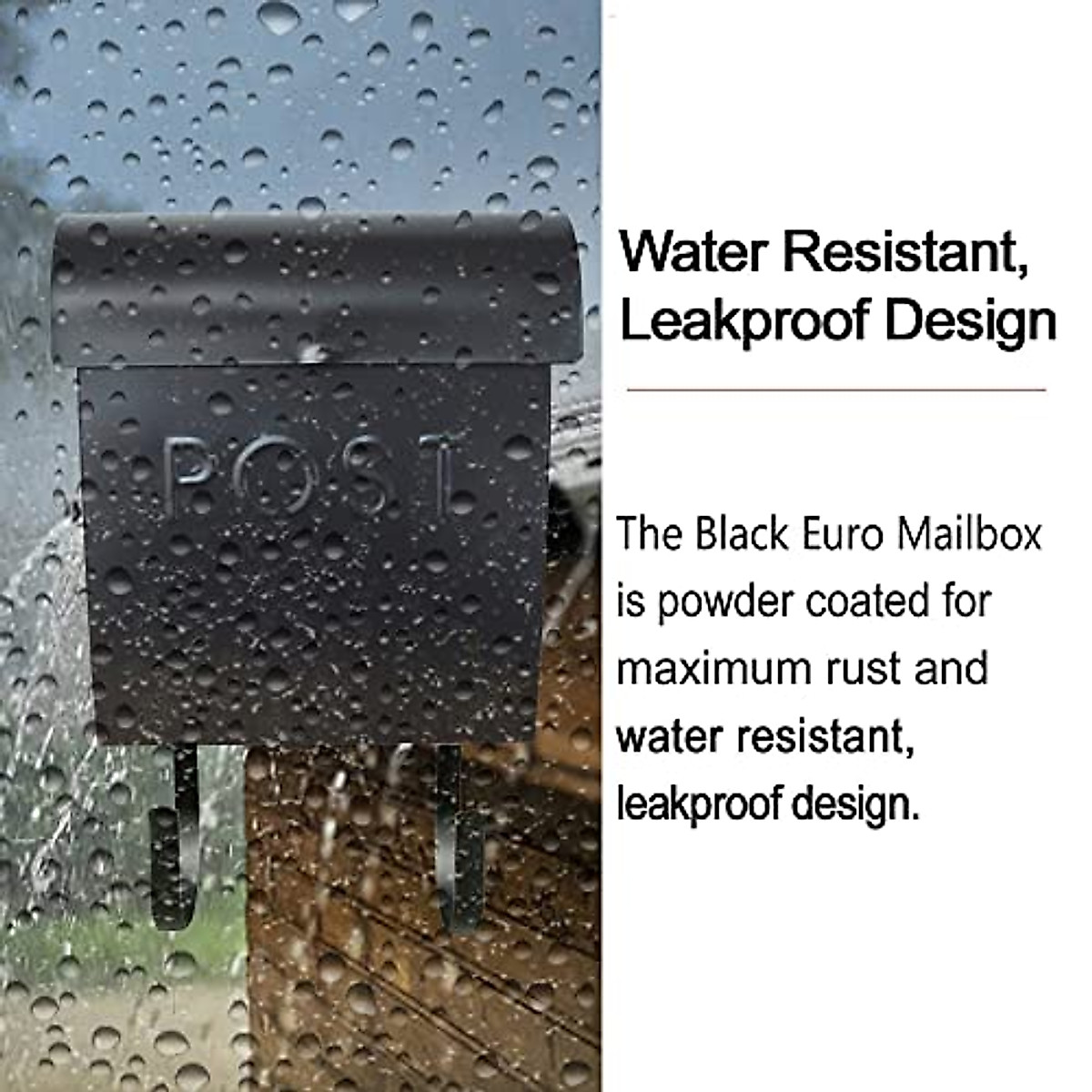 NACH Mailboxes for Outside Wall Mount, 12 x 11.2 x 4.5 inch, Black Mailbox, Waterproof Mailbox with Outdoor Newspaper Holder - The Euro Mailbox