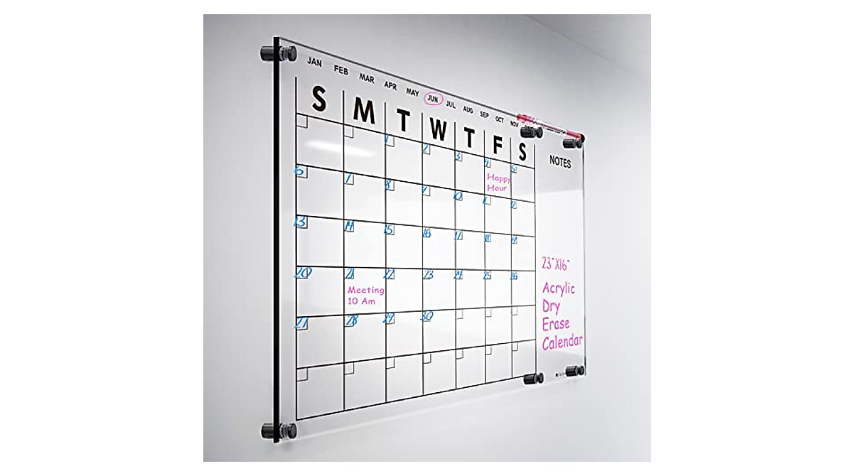 Acrylic Dry Erase Wall Calendar 23x16 | Modern Home & Office Organizer