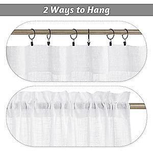 RYB HOME Semi Sheer Curtains Window Treatments for Living Room Bedroom Sliding Door, White, W 52 x L 95, 2 Panels