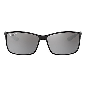 Ray-Ban Men's RB4179 Liteforce Square Sunglasses, Matte Black/Polarized Grey Mirrored Gradient Silver, 62 mm