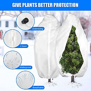 WOSCMI Plant Covers Freeze Protection 78.7" x 94.5"Large Frost Cloth for Plants Frost Blankets Tree Freeze Protection Winter Freezer Covers with Drawstring-2 Pack