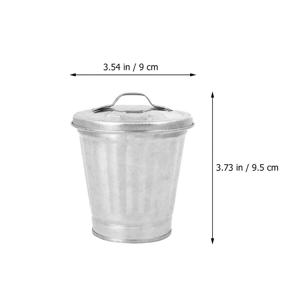 Zerodeko Outdoor 2Pcs Mini Trash Can, Small Galvanized Metal Garbage Can with Lid, Desktop Waste Bin Pencil Holder Cup Decorative Flower Pot Tabletop Decor for Home, Kitchen, Office, Mini