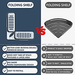 Bathroom Corner Punch-free Rack Adhesive Corner Shelf 180 Degree Rotating Shower Rack Adhesive Shower Caddy bathroom shelf tray bathroom shelf adhesive rack for shower corner shelf rack bathroom