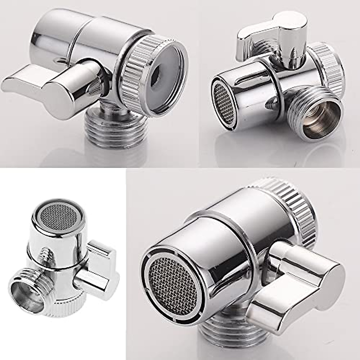 Brass Faucet Diverter Valve Adapter, Swich Faucet Adapter Aerator Valve Diverter to Connect Washing Machine, Shower Garden Hose (NPT M24mm Inlet x Quick Connector Outlet)