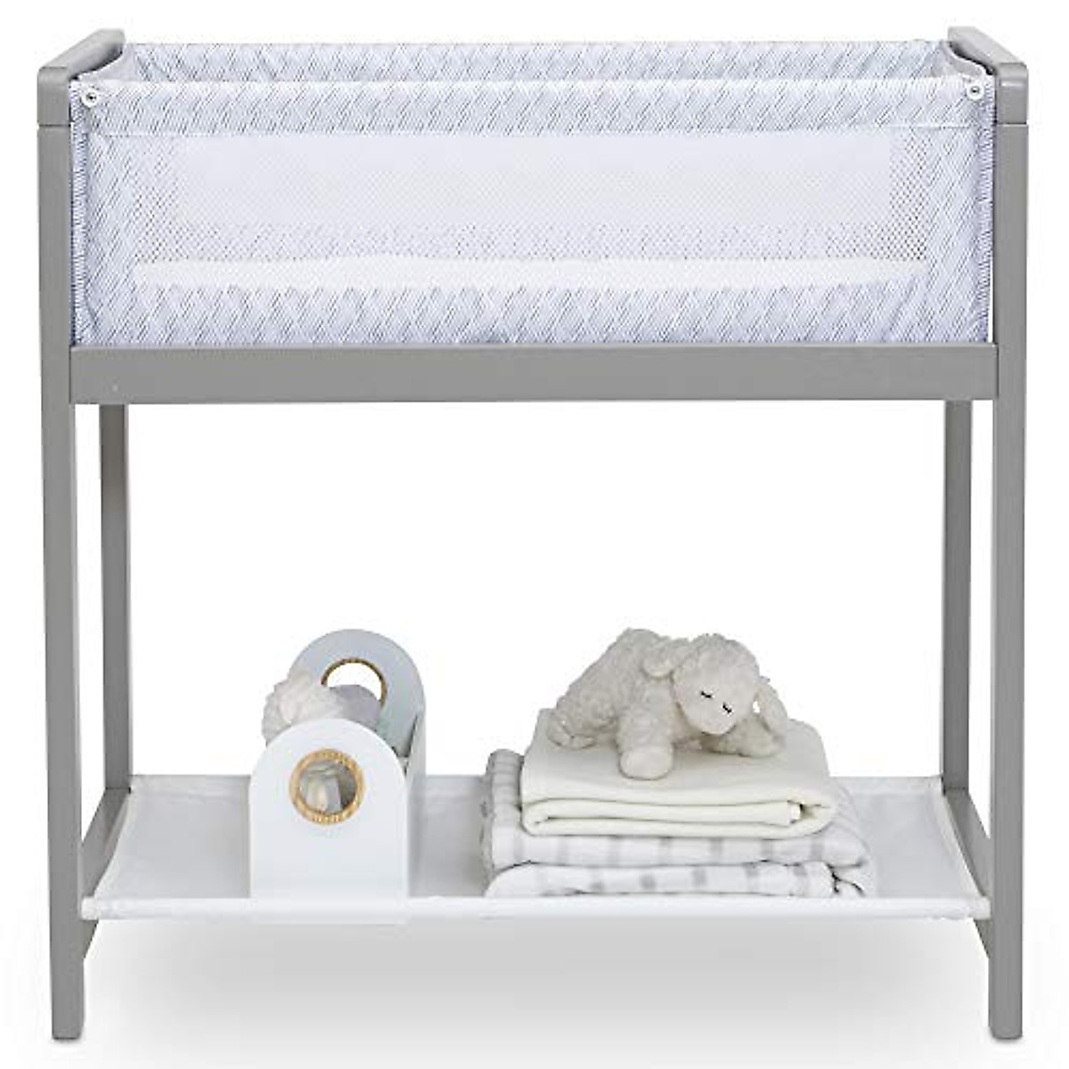 Delta Children Classic Wood Bedside Bassinet Sleeper - Portable Crib with High-End Wood Frame, Link