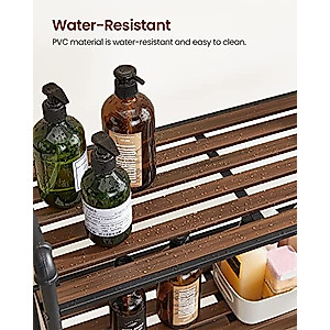 VASAGLE Bathroom Shelves, 5-Tier Storage Rack, Plant Flower Stand, 24.4 x 12.2 x 51 Inches, for Living Room, Balcony, Kitchen, 12.2”D x 24.4”W x 51”H, Rustic Brown + Black