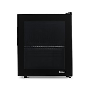 NewAir Beverage Fridge and Cooler with Reversible Glass Door, 60 Can Freestanding Mini Fridge in Black with Door Alarm, Perfect for Work from Home Station, Dorms, and More