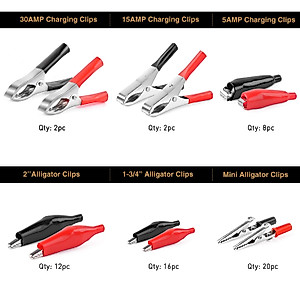 Nilight - 50052R 60Pcs Metal Alligator Clip Clamp Assortment Test Lead Electrical Battery Clamp Connector Alligator Connector Electrical Assortment Charging Clip