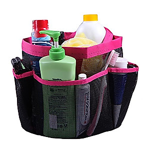 HDE Shower Caddy Mesh Bag College Dorm Bathroom Carry Tote Hanging Organizer (Pink)