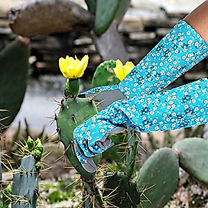 MERTURN Leather Long Gardening Gloves for Women, Long Sleeve Garden Gloves Touch Screen Design Gardening Gloves Thorn Proof Yard Working Gloves Gardening Gifts for Women Men Gardener