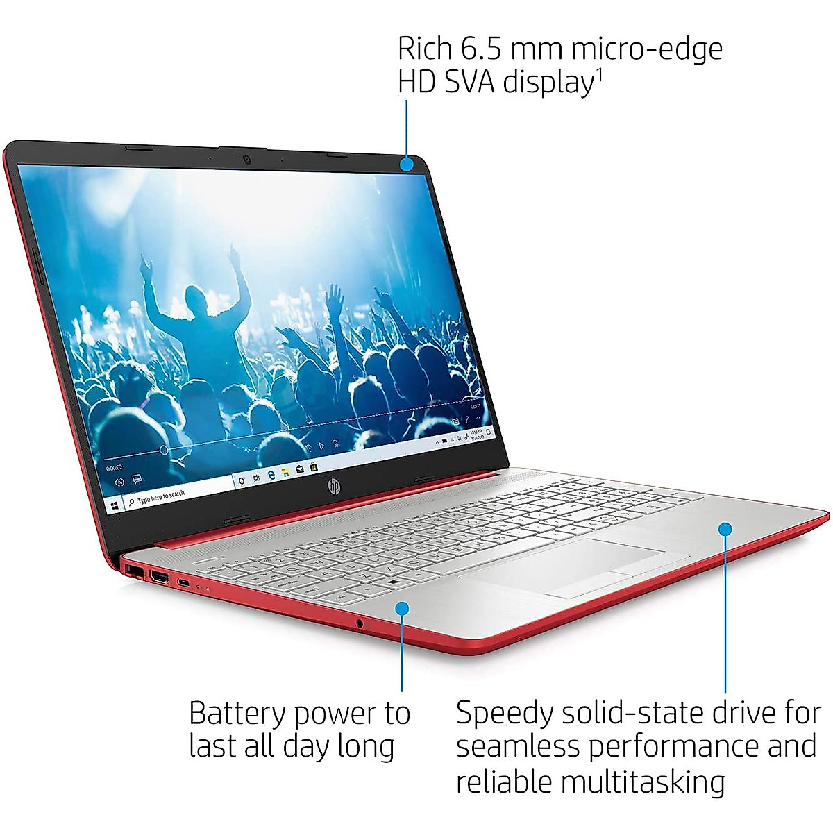 2021 Newest 15.6" HP Pavilion HD Laptop, Intel Quad-core Pentium Processor, 8GB RAM, 128GB SSD, Intel UHD Graphics, HD Webcam, Bluetooth, HDMI, USB Type-C, Scarlet Red, Windows 10 + Oydisen Cloth