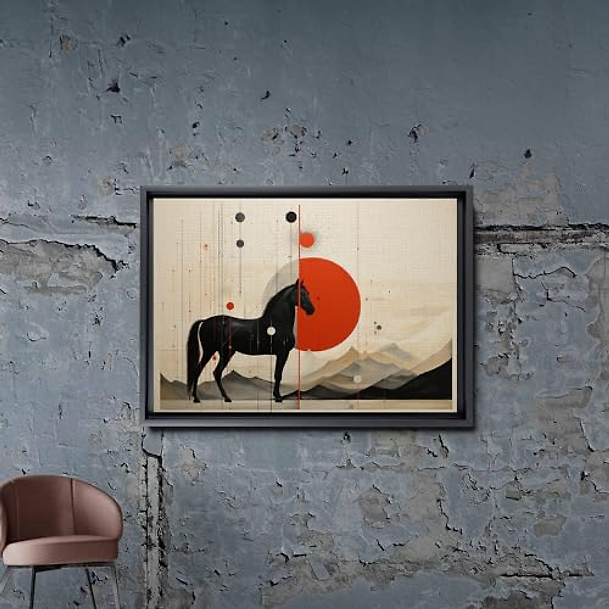 Majestic Black Stallion Galloping In The Clouds, Black Horse On Salt Flats, Canvas Print, Black Horse Print, Black Horse Wall Art