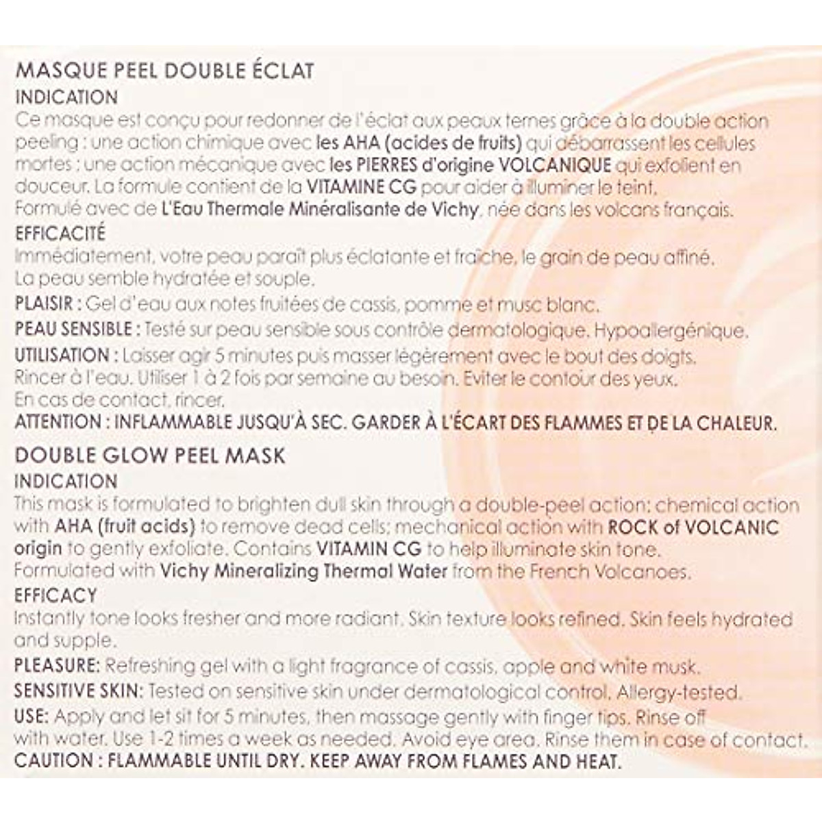 Vichy Mineral Double Glow Peel Face Mask with Exfoliating AHA Fruit Acids, Oil-Free Face Mask to Refine and Illuminate Skin, Paraben-Free