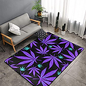 Otogodine Ultra Soft Luxury Modern Area Rugs Purple Weed Leaves Carpets for Bedroom Living Room Large Thick Floor Rug Nursery Home Decor Mats 60 X 39 Inch