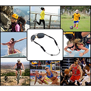 Eyeglasses Strap (3 Pack Sun Style) - No Tail Adjustable Sunglass Strap - Eyewear String Holder - With Bonus Glasses Cleaning Cloth - 3 Pack