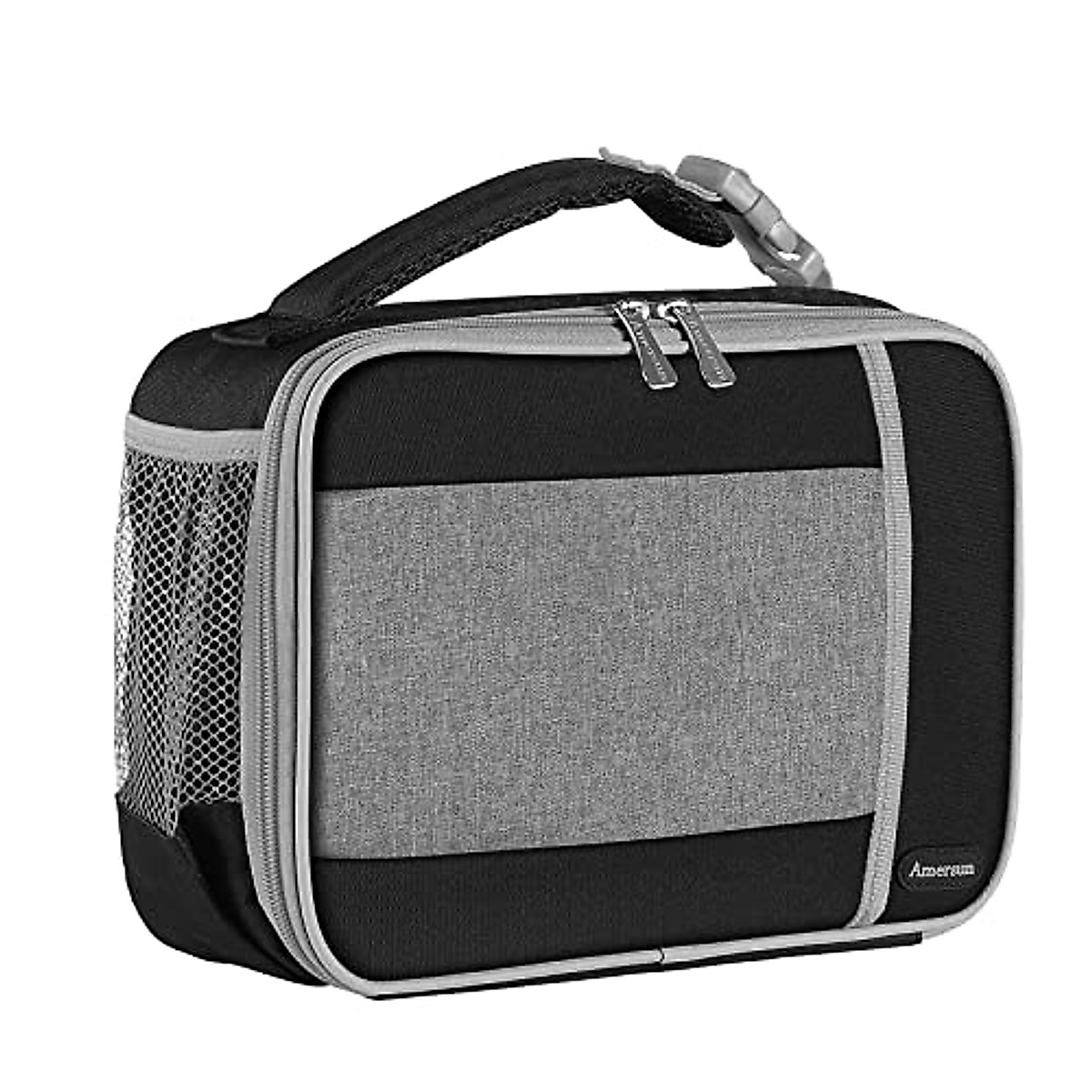 Amersun Kids Lunch Box with Supper Padded Inner Keep Food Cold Warm for Longer Time, Leak-proof Solid Insulated School Lunch Bag with Multi-Pocket for Teen Boys Girls,CPC Certified Black Grey New