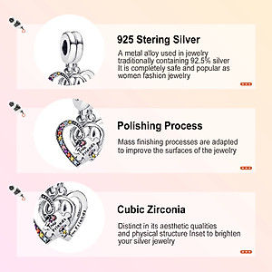 Annmors 925 Sterling Silver Charms for Bracelets and Necklaces Forever Friends Heart Dangle Charms Jewelry Gift for Women
