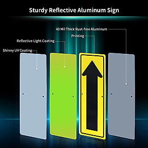 2-Pack Large Arrow Symbol Sign,for Indoor or Outdoor Use，18"x 6" .04" Aluminum Reflective Sign Rust Free Aluminum-UV Protected and Weatherproof
