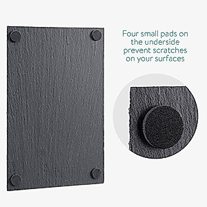 Navaris Natural Slate Serving Plates - Set of 6 Place Mat Serving Trays - Medium Rectangular Stone Table Mat Serving Platter Tiles - 11.8" x 7.8"