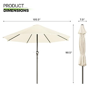 Magshion Market Umbrella 9FT Outdoor Market Patio Table Large Sun Waterproof Umbrella with Crank Lift and 8 Steel Ribs with Sturdy Pole for Garden Deck Backyard Pool