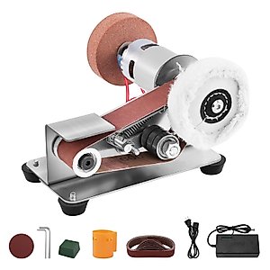 CAMXTOOL Mini Belt Sander - Power Belt Sanders, Small Bench Belt Sander Machine,7 Gear Adjustable Speed Electric Belt Sander for Metal Working, Knife Making Kits, Knife Grinder, DIY Woodworking,