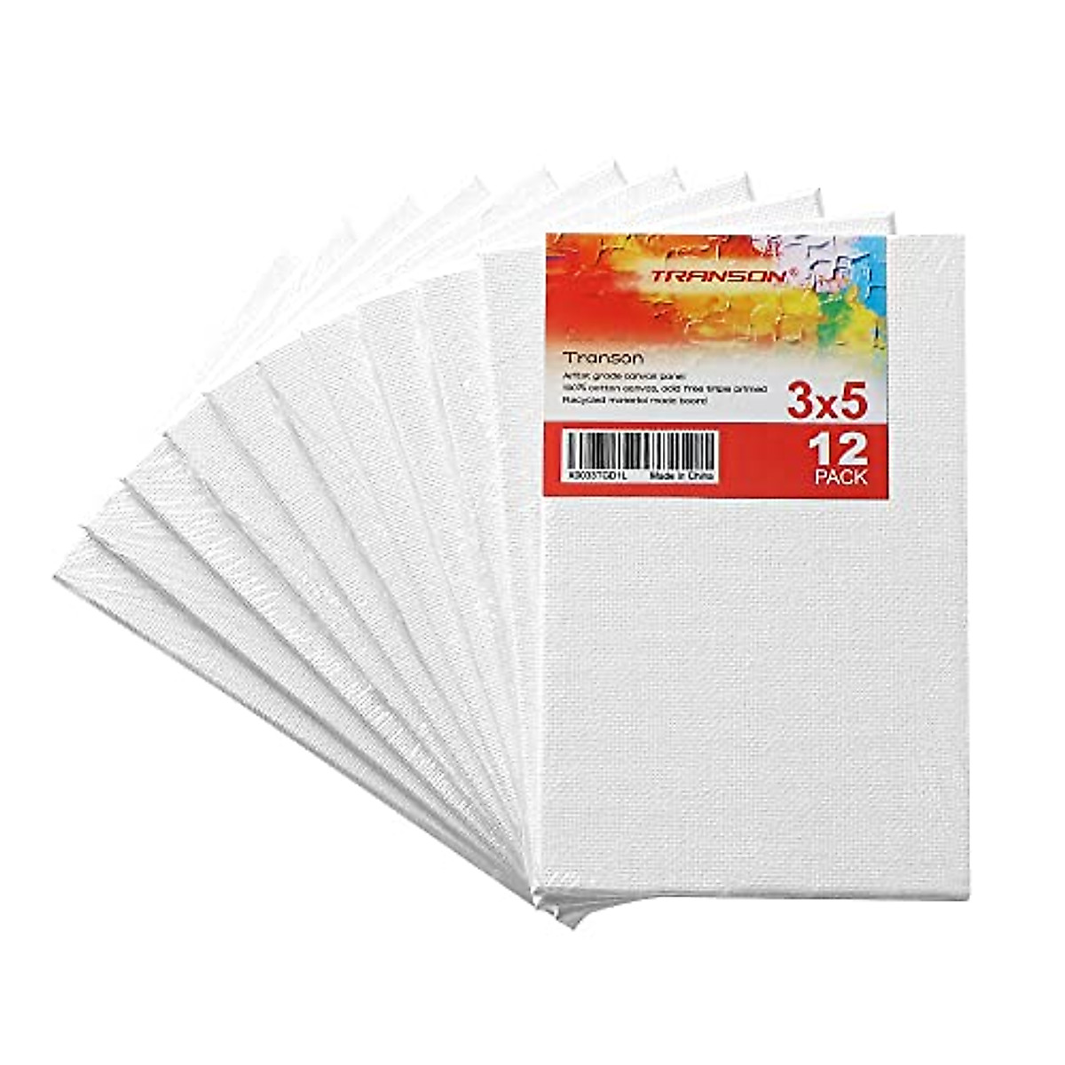 Transon 3x5 Artist Canvas for Painting MDF Board Painting Canvas No Warping 12Pack Acid-Free Primed