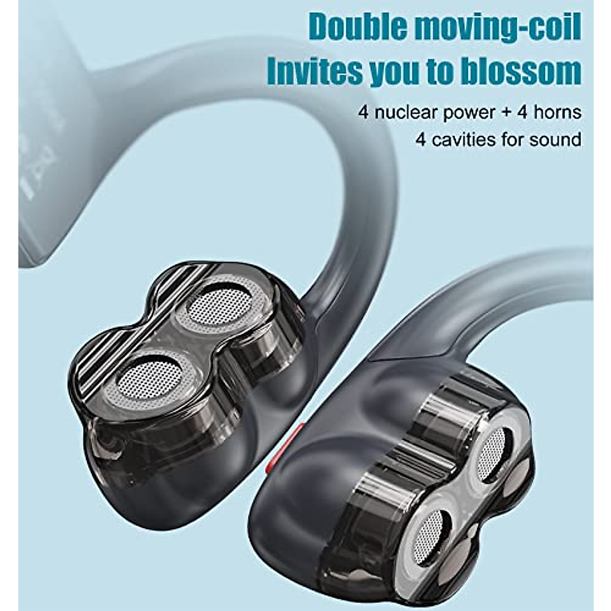 Air Conduction Headphones, Open Ear Wireless Bluetooth 5.3 Earphones with Mic, IPX6 Waterproof Sweatproof Lightweight Sports Headset for Running, Cycling, Driving, Workout, Hiking, Walking (Black)