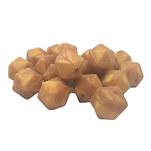 Alenybeby 50pcs DIY Silicone Pearl Beads Set 14mm 17mm Silicone Hexagon Icosahedron Beads for Pen 12mm 15mm Silicone Round Beads for Keychain Mom Craft Jewelry Craft Making