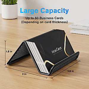 MaxGear Business Card Holder for Desk Metal Business Card Holders Mesh Business Card Holder Display Desk Business Card Stand Business Card Desk Holder with 50 Business Cards Capacity Black, 2 Pack