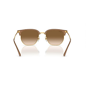 Ray-Ban RB4416 New Clubmaster Square Sunglasses, Beige On Gold/Brown Gradient, 51 mm