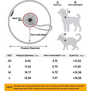 KUDES Cat Dogs Cone E Collar with Low Noise Fasteners Glow in The Dark, Transparent Cat Recovery Collar, Licking and Scratching Free Cone, Extra Soft Small Medium Dog Pet Surgery Collar