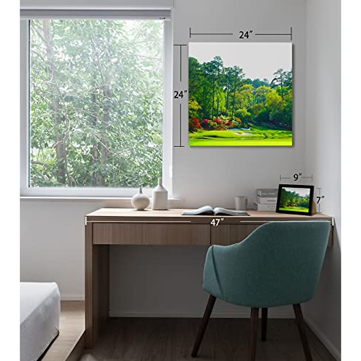 Augusta Golf Course - FRAMED - Canvas Print Home Decor Wall Art, Gallery Wrap Inner Frame, 24x24