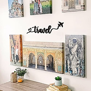 Qmetalart Travel Decor Metal Wall Art Backdrop Decoration Sign Word Hanging for Home Living Room Bedroom Office Housewarming Gift for Travel Lover