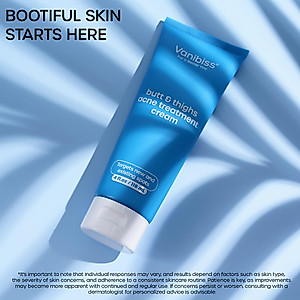 Vanibiss Butt & Thighs Acne Treatment Cream - Reduce Butt Acne, Pimples & Zits - Buttocks Acne Cream - Butt Acne Clearing Lotion - Butt Cream for Bum Acne - 2% Salicylic Acid for Acne Prone Skin (4oz)