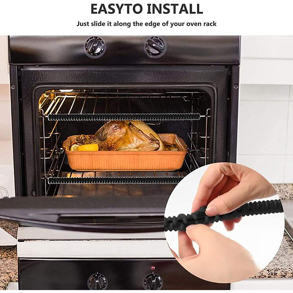 4PCS Silicone Oven Rack Shields Oven Rack Protectors Oven Shelf Guard Toaster Baking Edge Shields Heat Resistant Protect Against Burns and Scars