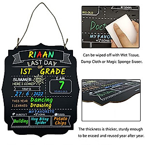 First Day of School Board, Wooden Double-Sided, First and Last Day of School Hanging Chalkboard Sign, 1st Day of Kindergarten Preschool Chalkboard Photo Prop, Back to School Gifts for Kids Boys